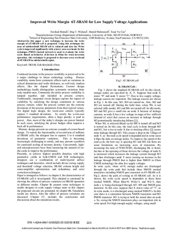 (PDF) Improved write margin 6T-SRAM for low supply voltage applications