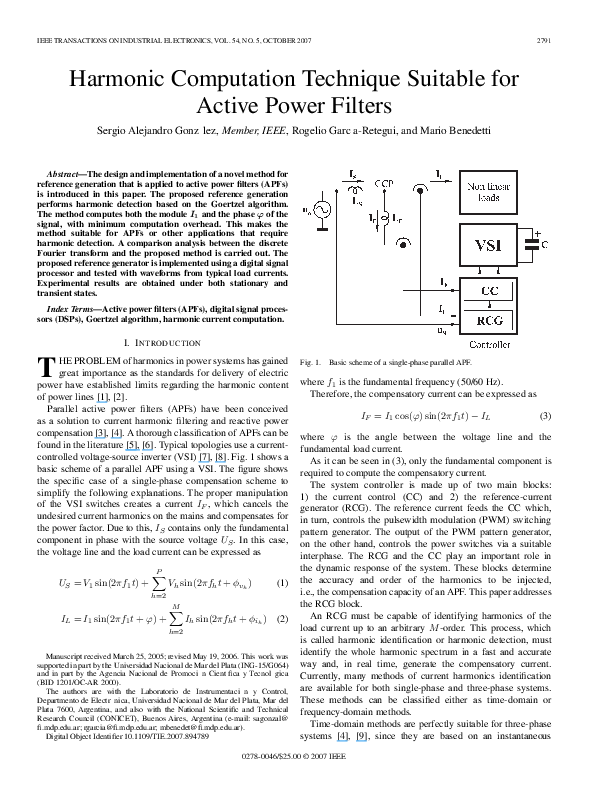 (PDF) Harmonic Computation Technique Suitable for Active Power Filters