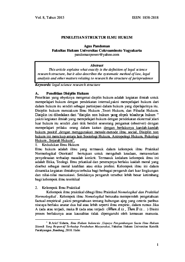 Pdf Penelitian Struktur Ilmu Hukum