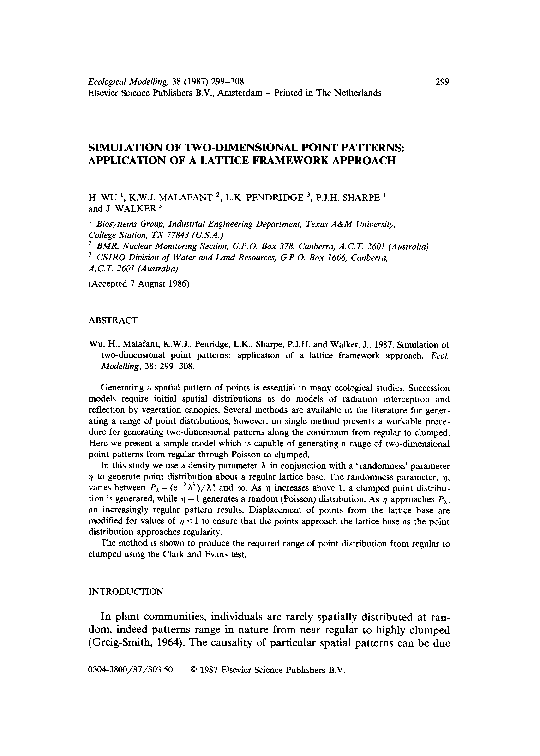 (PDF) Simulation of two-dimensional point patterns: Application of a lattice framework approach