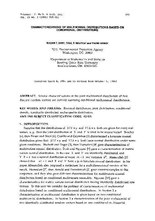 Pdf Characterizations Of Negative Multinomial Distributions Based On