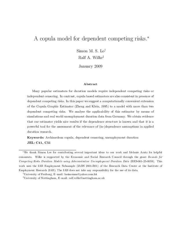 (PDF) A Copula Model for Dependent Competing Risks