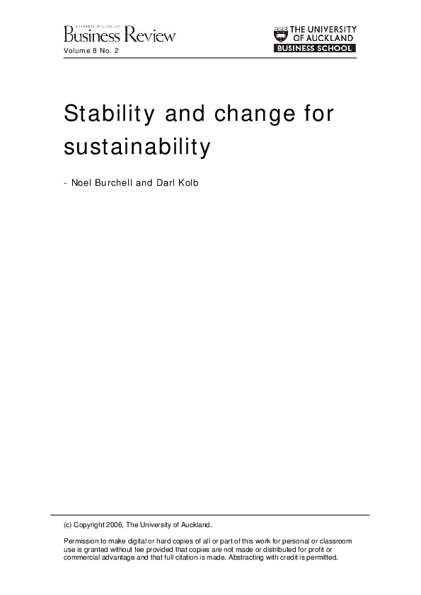 (PDF) Stability and change for sustainability