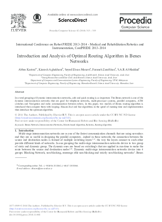 Pdf Introduction And Analysis Of Optimal Routing Algorithm In Benes