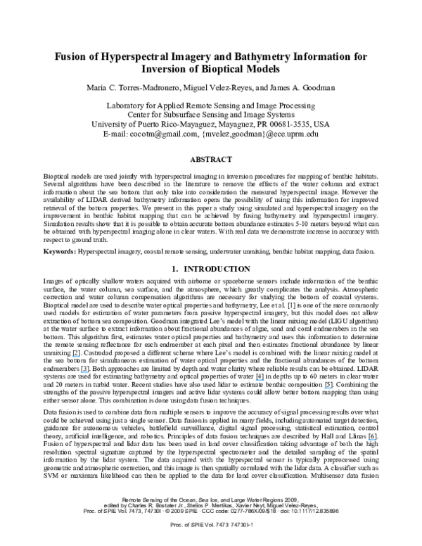 (PDF) Fusion of hyperspectral imagery and bathymetry information for ...