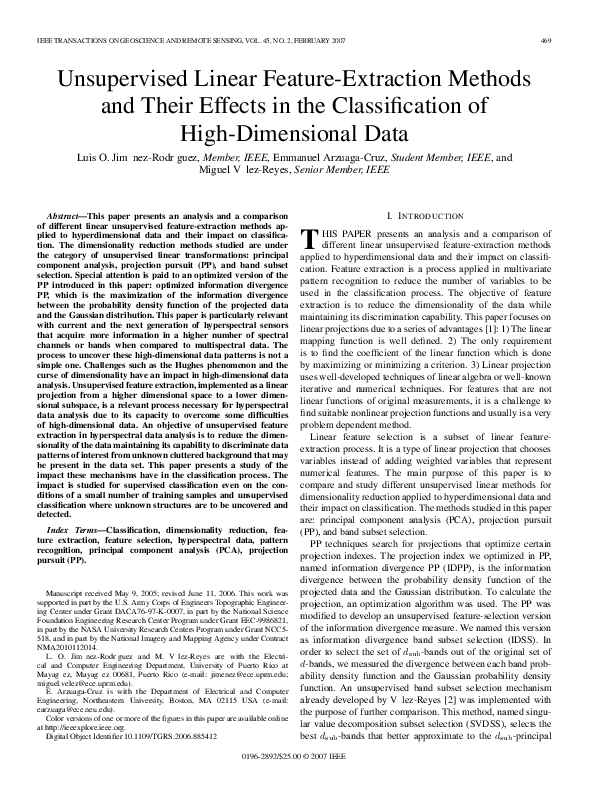 (PDF) Unsupervised Linear Feature-Extraction Methods and Their Effects in the Classification of ...