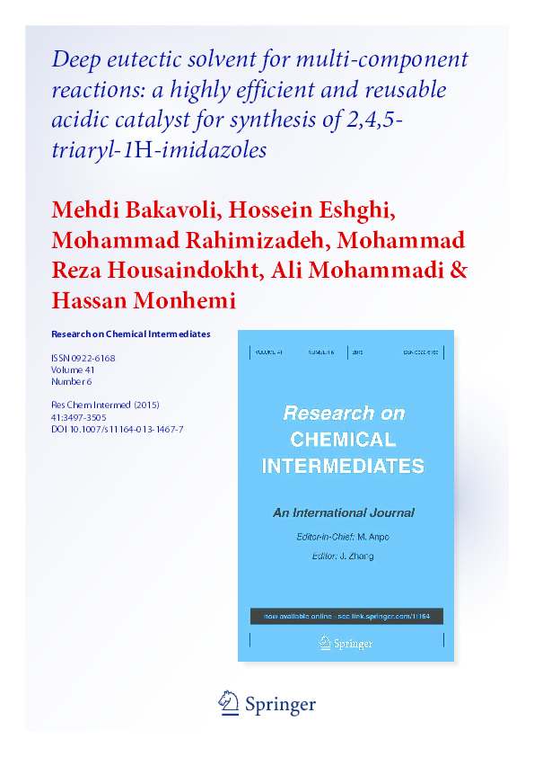 (PDF) Deep eutectic solvent for multi-component reactions: a highly ...