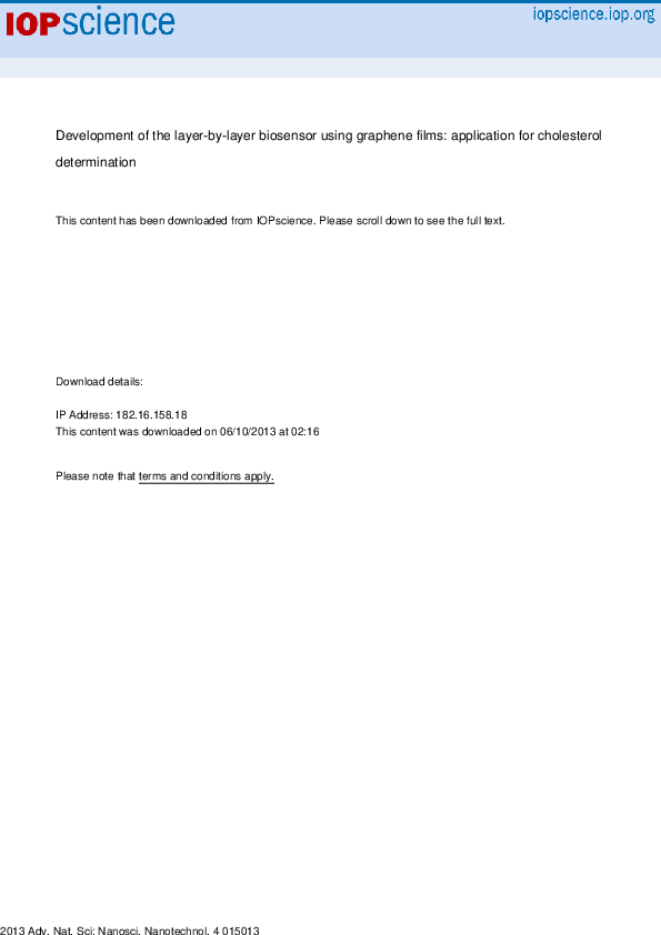 (PDF) Development of the layer-by-layer biosensor using graphene films ...
