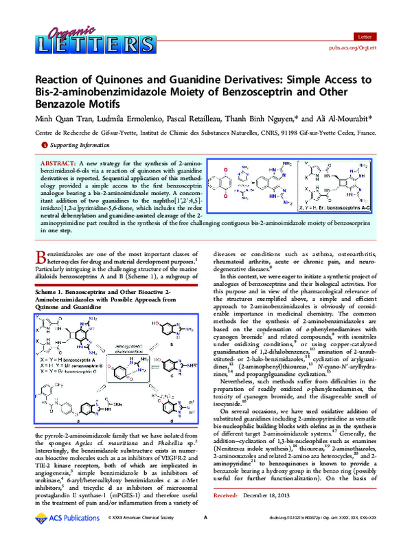 (PDF) Reaction of Quinones and Guanidine Derivatives: Simple Access to Bis-2-aminobenzimidazole ...