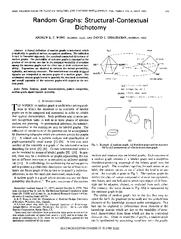 (PDF) Random Graphs: Structural-Contextual Dichotomy