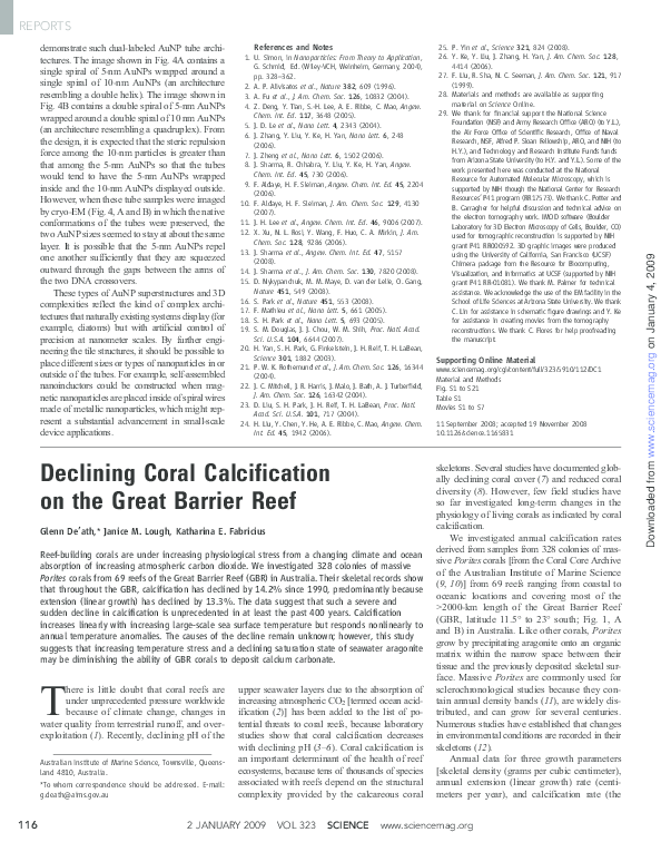 (PDF) Declining Coral Calcification on the Great Barrier Reef