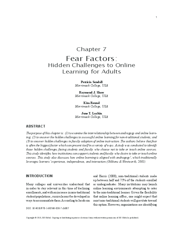 (PDF) Fear Factors: Hidden Challenges to Online Learning for Adults