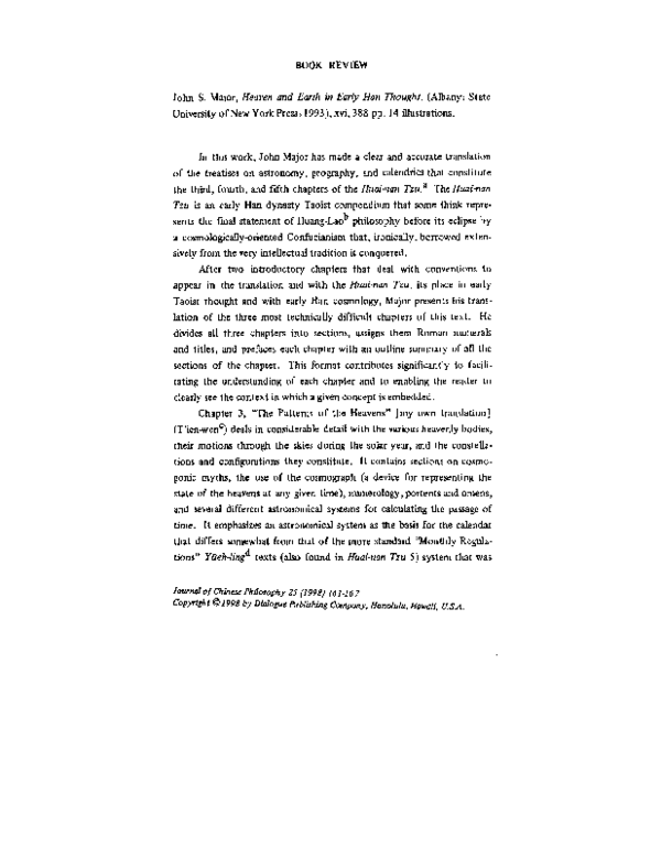 (PDF) John S. Major, Heaven and Earth in Early Hun Thought, (Albany ...