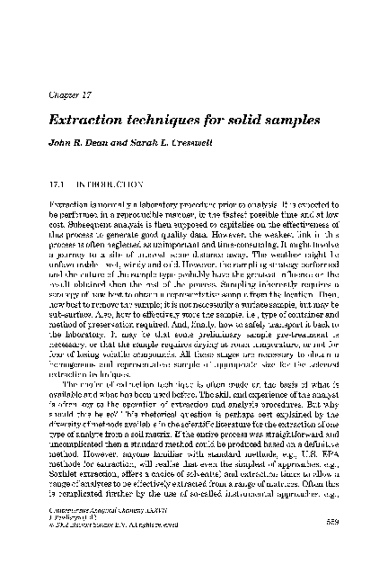 (PDF) Chapter 17 Extraction techniques for solid samples