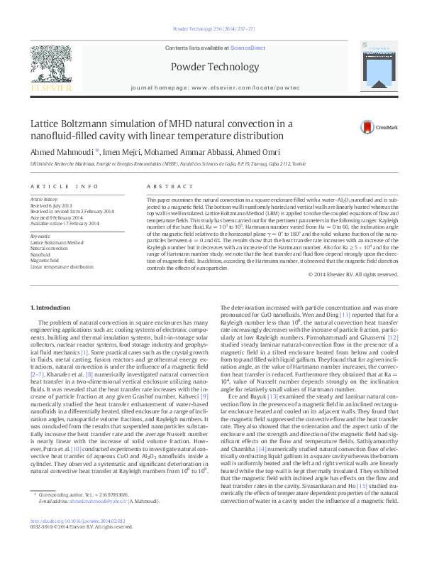 Pdf Lattice Boltzmann Simulation Of Mhd Natural Convection In A Nanofluid Filled Cavity With