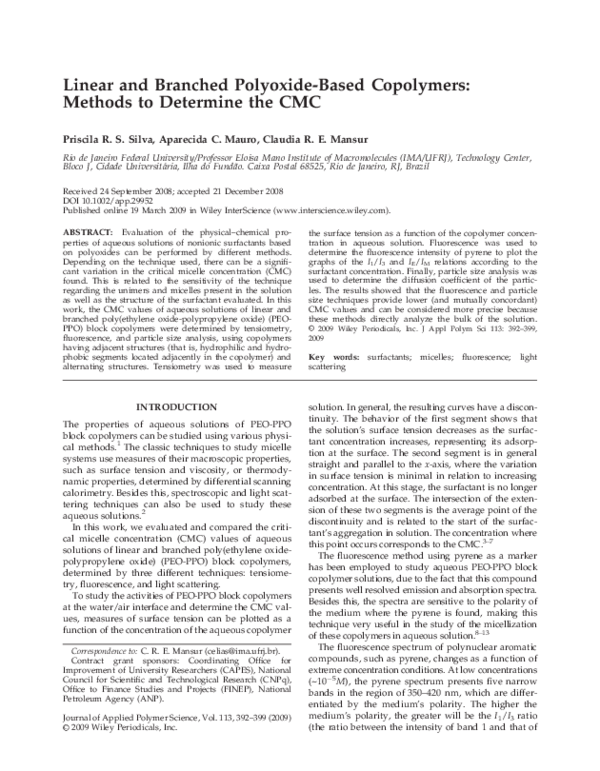 (PDF) Linear and branched polyoxide-based copolymers: Methods to ...