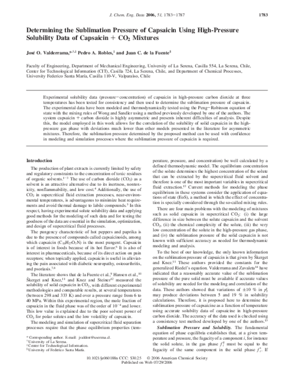 (PDF) Determining the Sublimation Pressure of Capsaicin Using High ...