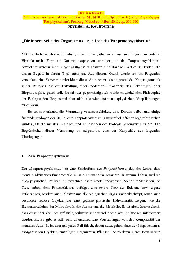 (PDF) Die innere Seite des Organismus -- zur Idee des ...