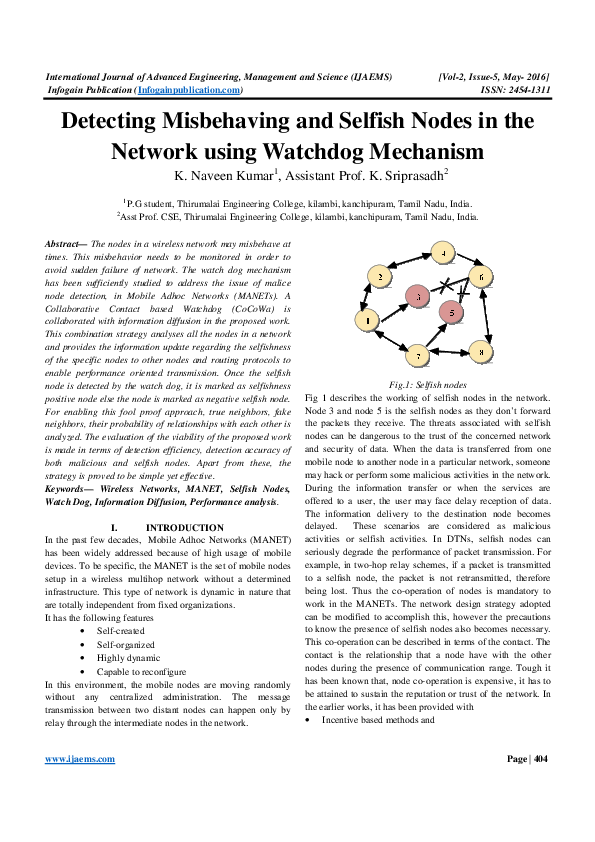 (PDF) Detecting Misbehaving and Selfish Nodes in the Network using ...