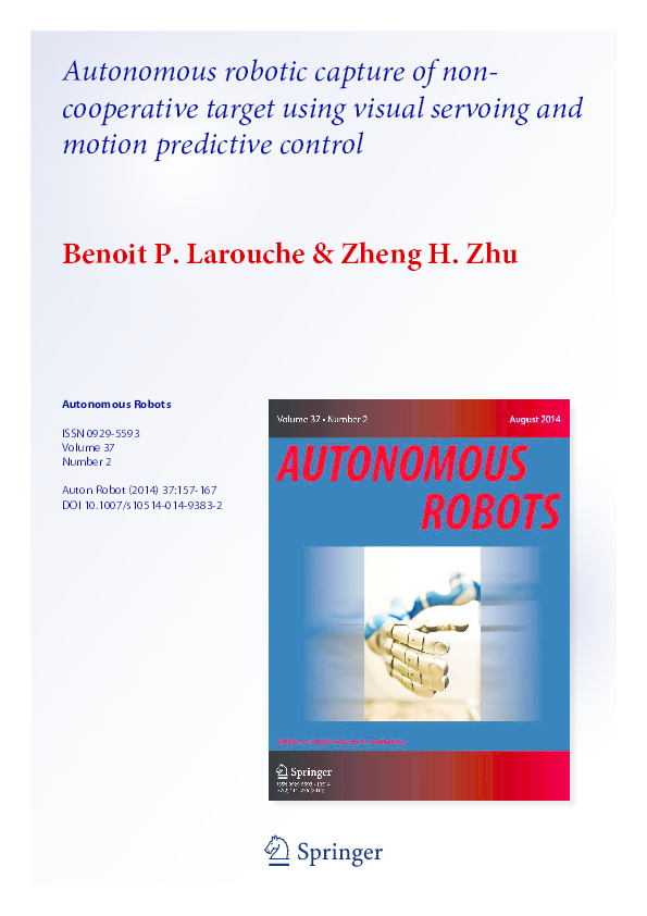 Pdf Autonomous Robotic Capture Of Non Cooperative Target Using Visual