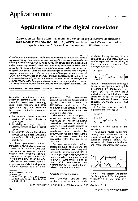 (PDF) Applications of the digital correlator