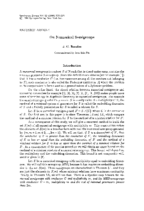 (PDF) On the defining equations of the tangent cone of a numerical semigroup ring | Dumitru ...