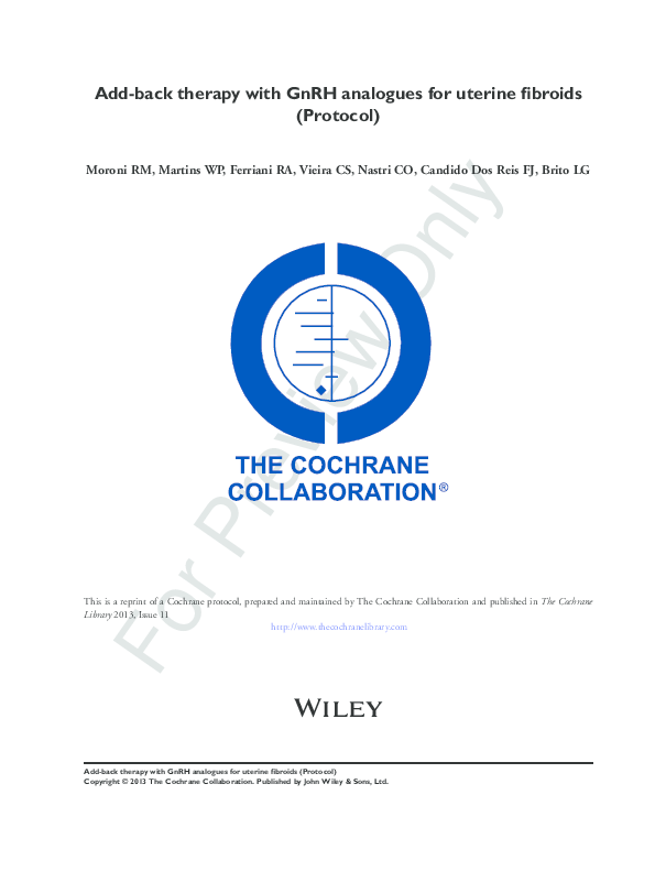 (PDF) Add-back therapy with GnRH analogues for uterine fibroids