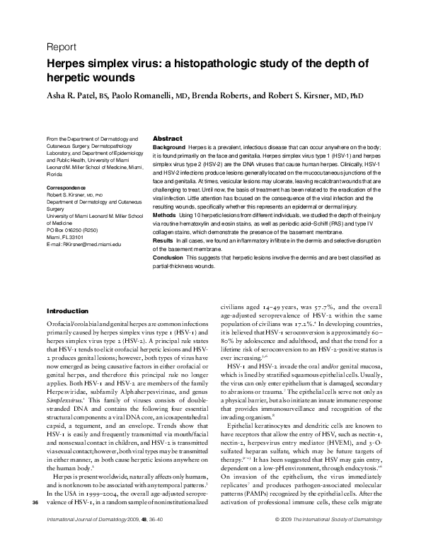 (PDF) Herpes simplex virus: a histopathologic study of the depth of ...
