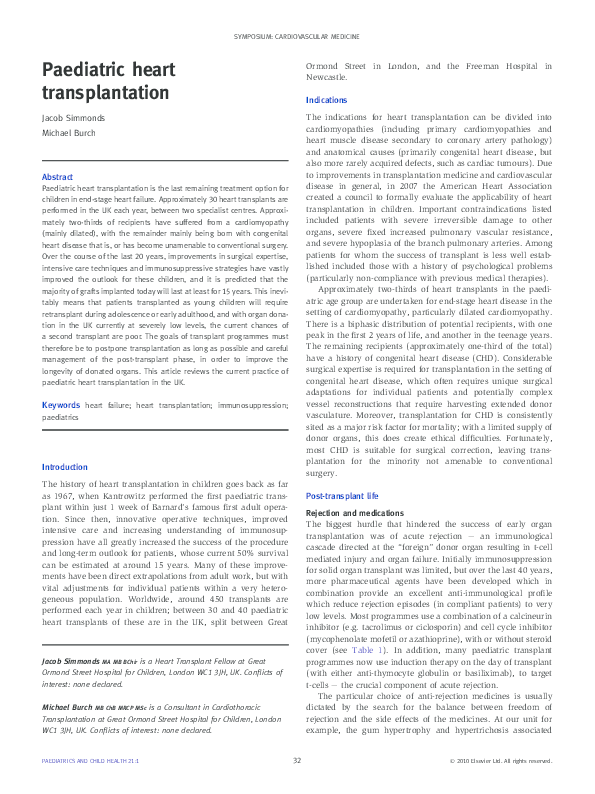 (PDF) Heart transplantation in the young and elderly | Jonah Odim ...