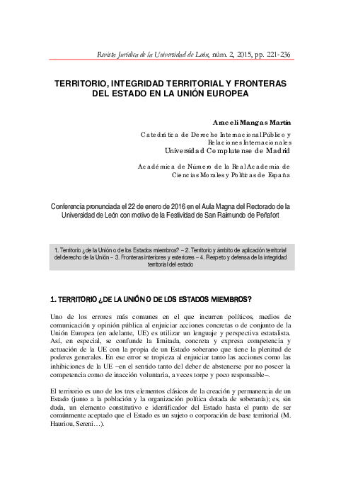 (PDF) TERRITORIO, INTEGRIDAD TERRITORIAL Y FRONTERAS DEL ESTADO EN LA ...