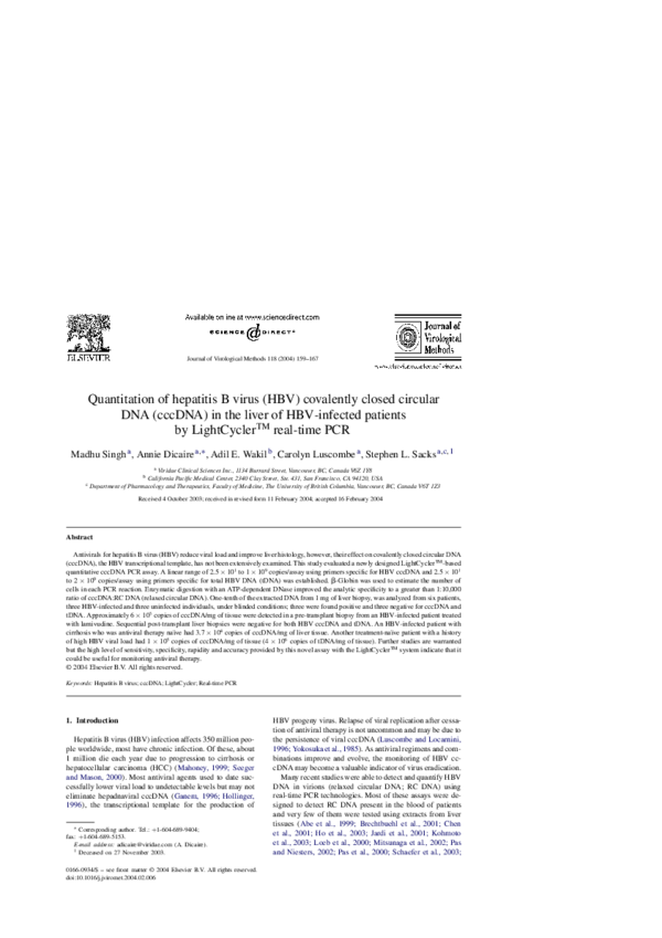 (PDF) Quantitation of hepatitis B virus (HBV) covalently closed ...