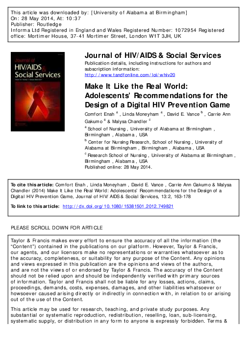 (PDF) Make It Like the Real World: Adolescents’ Recommendations for the ...