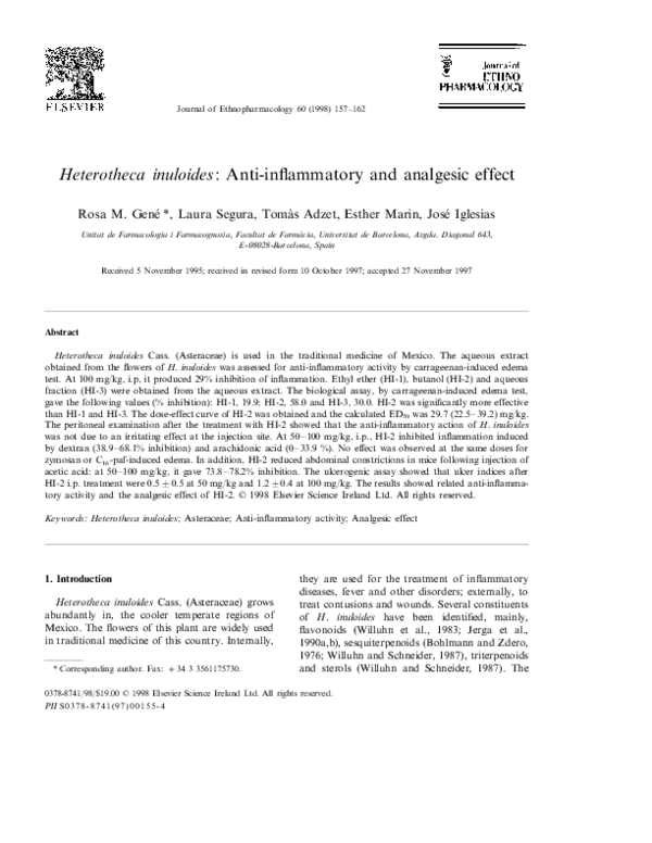 (PDF) Heterotheca inuloides: Anti-inflammatory and analgesic effect