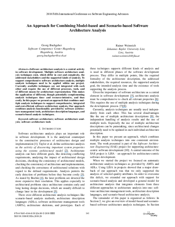 Pdf An Approach For Combining Model Based And Scenario Based Software Architecture Analysis
