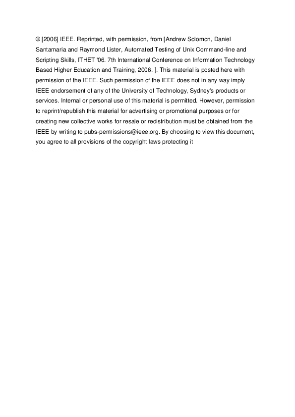 Pdf Automated Testing Of Unix Command Line And Scripting Skills