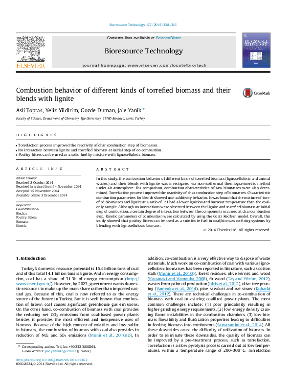 (PDF) Combustion behavior of different kinds of torrefied biomass and ...