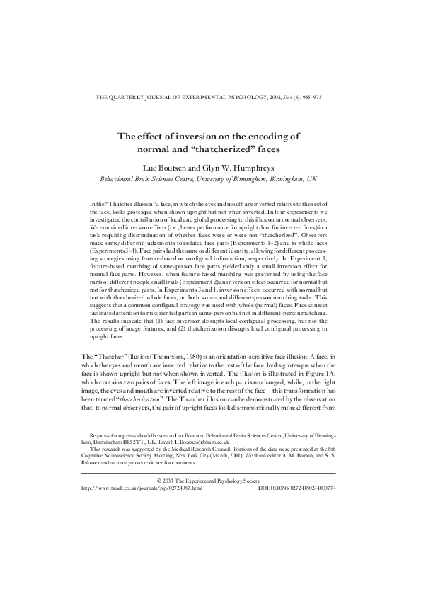(PDF) The effect of inversion on the encoding of normal and ...