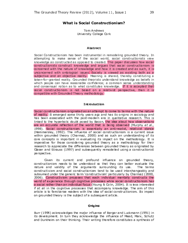 (PDF) What is Social Constructionism