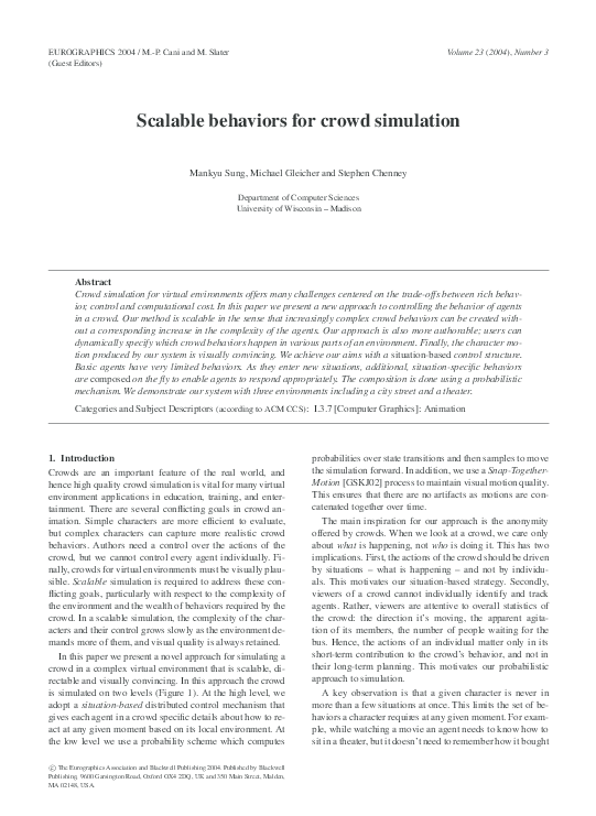 (PDF) Scalable behaviors for crowd simulation | Michael Gleicher - Academia.edu