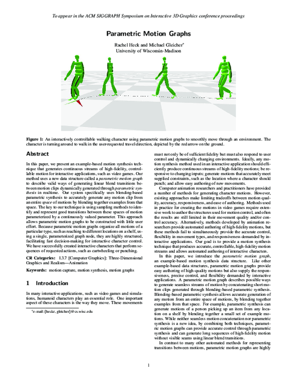 (PDF) Parametric motion graphs
