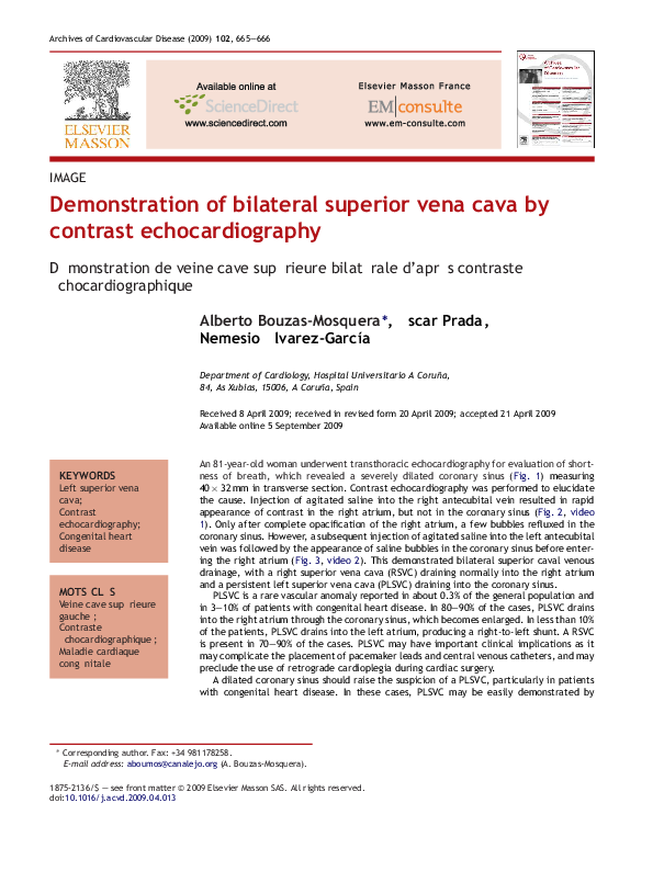 (PDF) Demonstration of bilateral superior vena cava by contrast ...