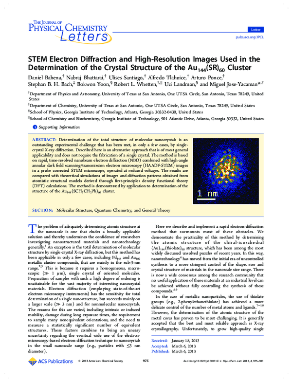(PDF) STEM Electron Diffraction and High-Resolution Images Used in the Determination of the ...