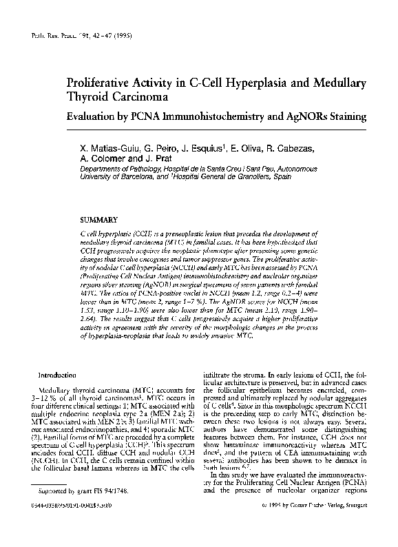 (PDF) Proliferative Activity in C-Cell Hyperplasia and Medullary ...
