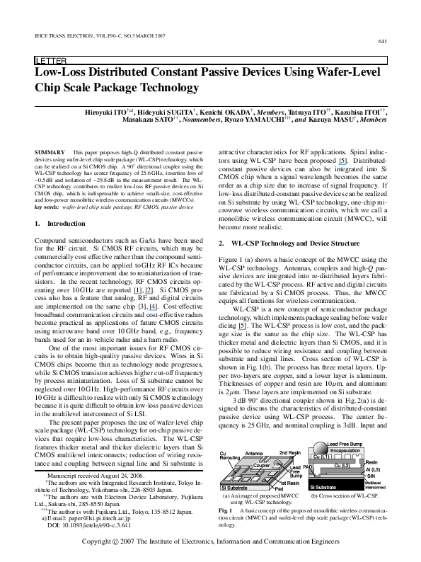 (PDF) Low-Loss Distributed Constant Passive Devices Using Wafer-Level ...