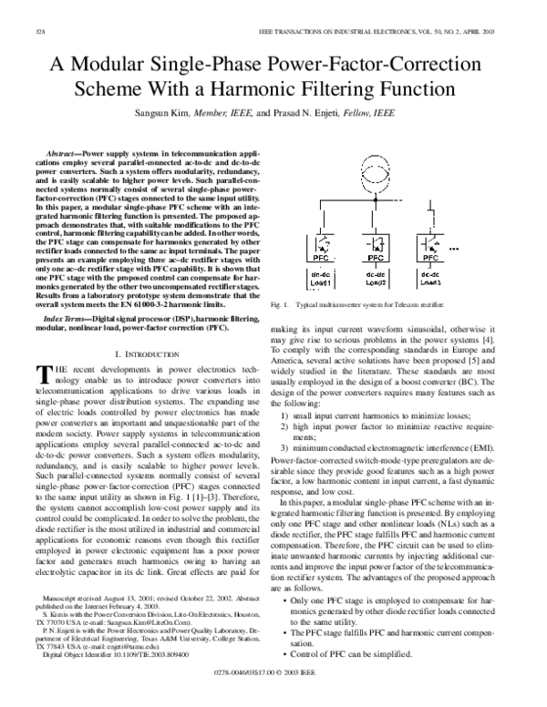 Pdf A Modular Single Phase Power Factor Correction Scheme With A
