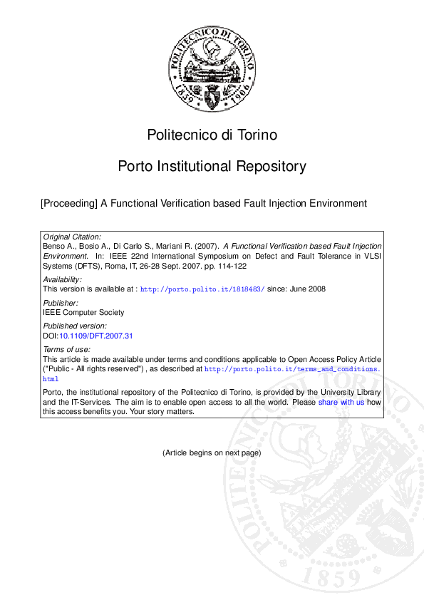 Pdf A Functional Verification Based Fault Injection Environment