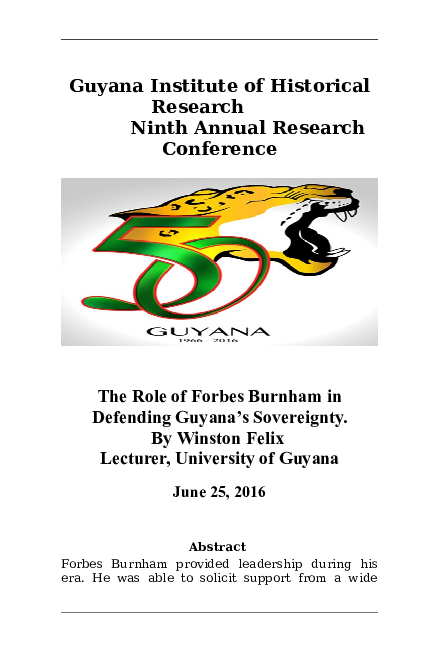 (DOC) The Role of Forbes Burnham in Defending Guyana's Sovereignty