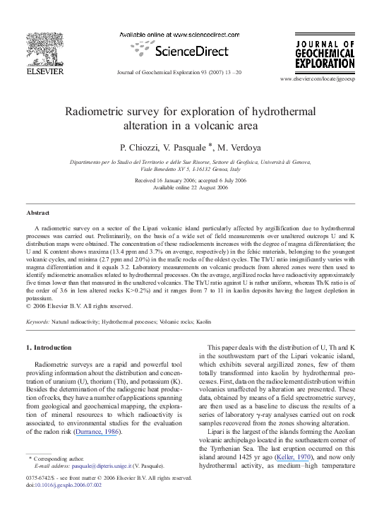 (PDF) Radiometric survey for exploration of hydrothermal alteration in ...