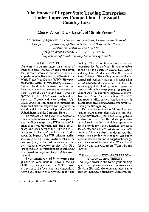 (PDF) The Impact of Export State Trading Enterprises Under Imperfect ...
