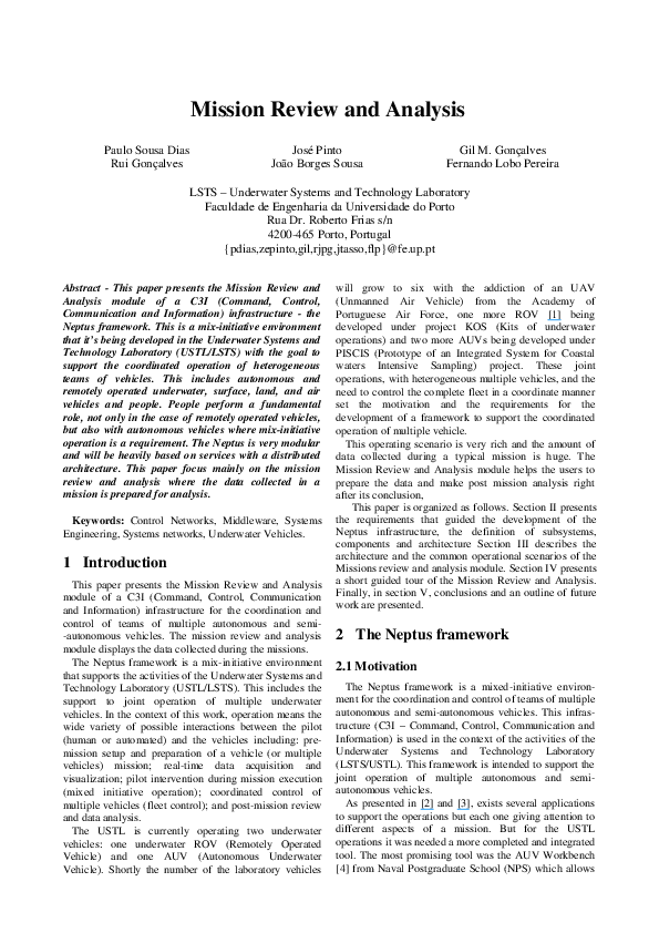 (PDF) Mission Review and Analysis